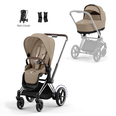 Cybex e-Priam Pram inc Lux Carrycot - Cozy Beige | Winstanleys Pramworld