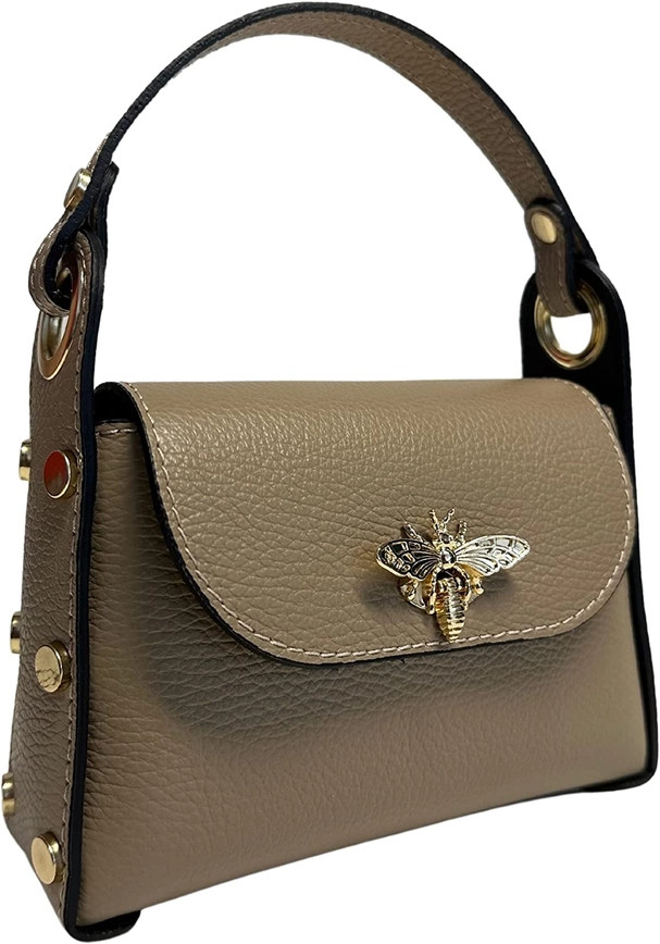 Taupe "Bee" Handbag with a Gold Chain - Barcelona - Iberian Import Co