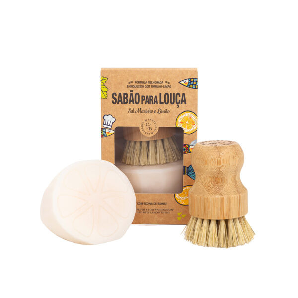 Sardine Bamboo Brush & Dish Washing Soap Set - Iberian Import Co