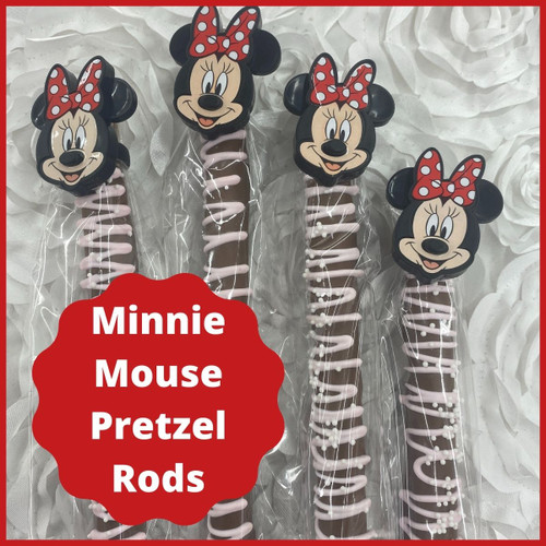 Minnie Mouse Pretzel Sticks Baby Shower Chocolate Dipped Pretzels