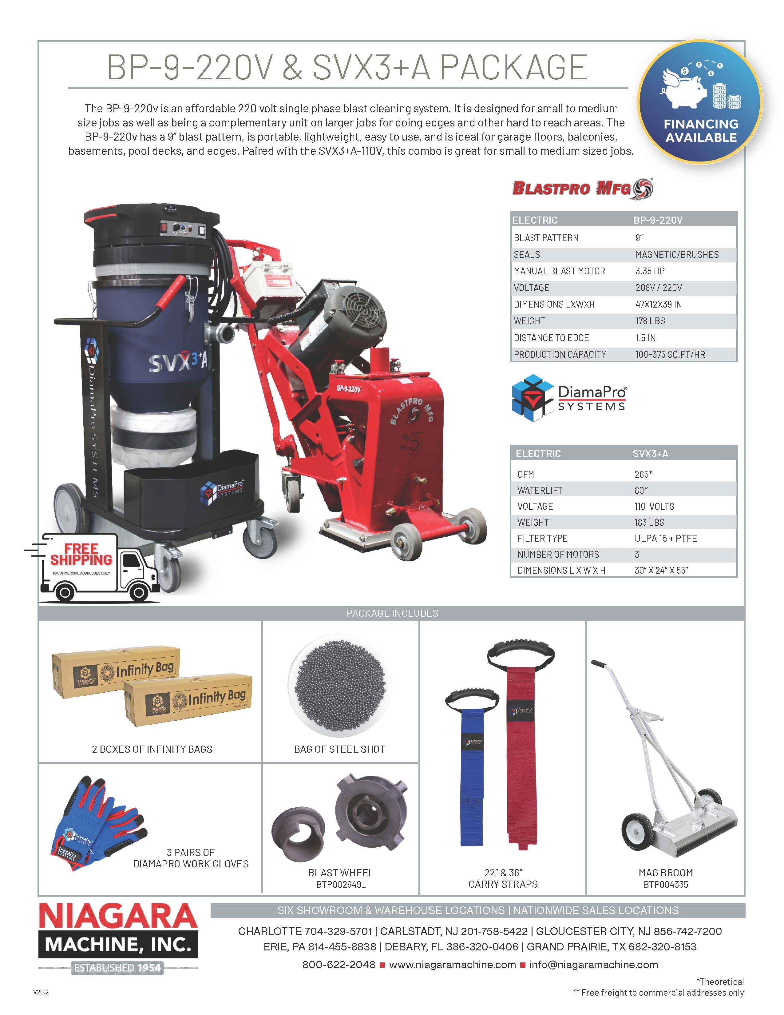 BP-9-220 & SVX3+A Package - Niagara Machine, Inc Online Store.