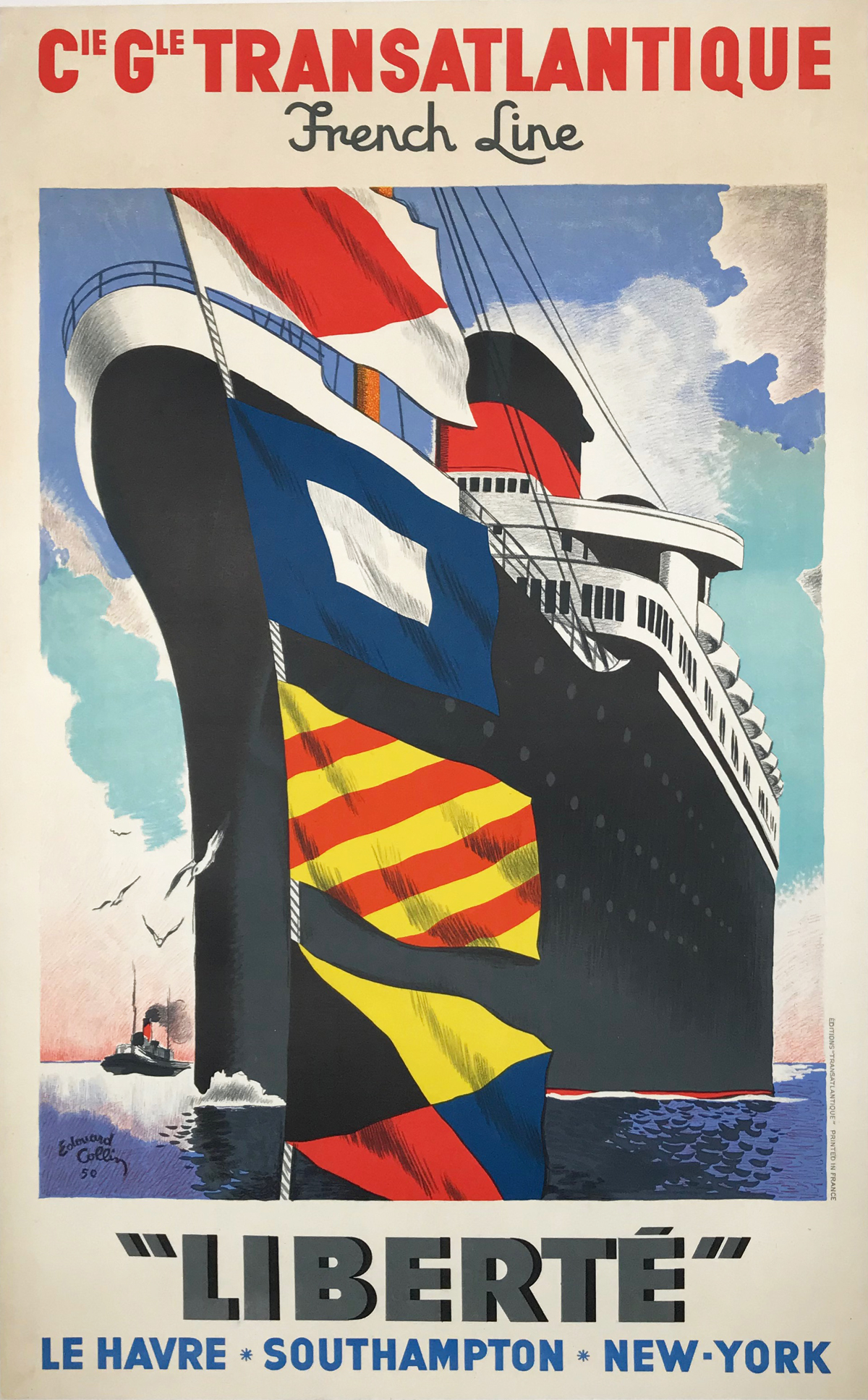 Liberte Cie Gle Transatlantique French Line original travel poster from ...