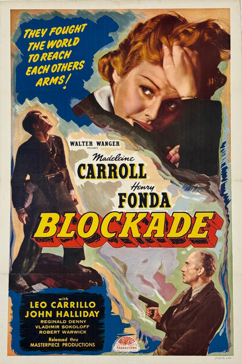 Blockade Movie Poster Original R1948 USA Theatrical Use Ad Linen Backed.