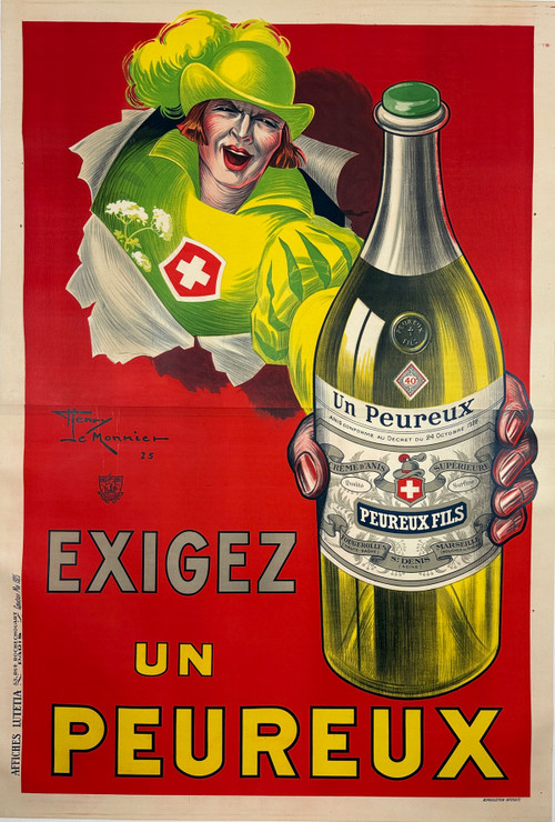 Exigez Un Peureux Poster By LeMonnier Original 1925 French Liquer Ad ...