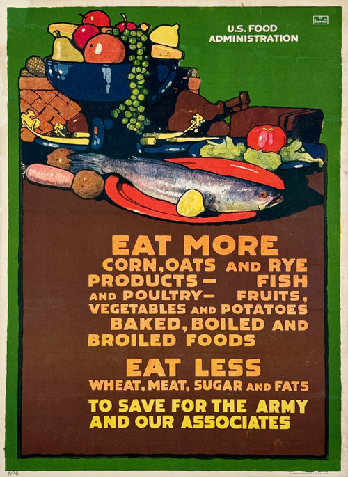 Eat More Corn, Oats And Rye Poster by Britton Original 1917 U.S. Food ...