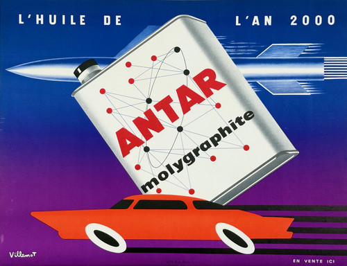 Antar Molygraphite Huile Poster by Villemot Original 1960 French Auto ...
