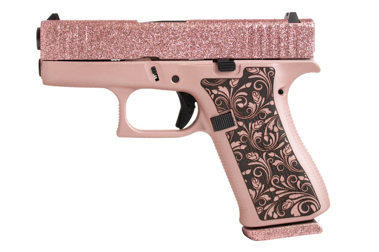 Glock 43X MOS, 9MM, 3.41" Barrel, 10 Rds, Cerakote Rose Gold Glitter Finish