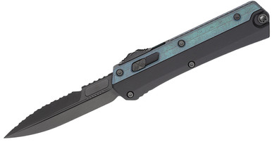Microtech Glykon Signature Series AUTO OTF Knife 3.75" Black DLC Double ...