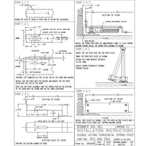 Bommer 7112 Adjustable Spring Pivot | Double Acting Hinge