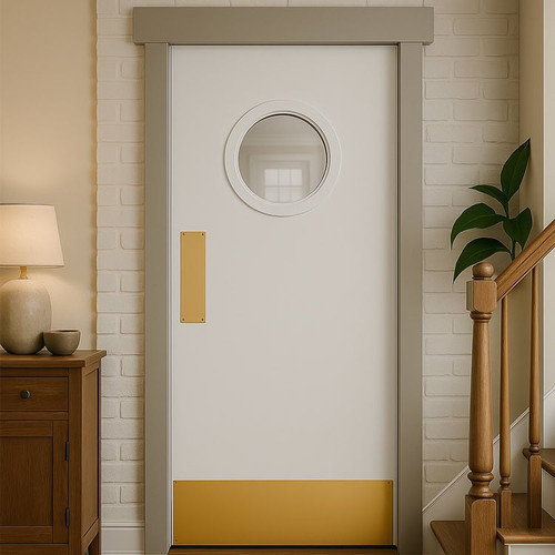 Flush Modern Contemporary Maritime Porthole Swinging Door