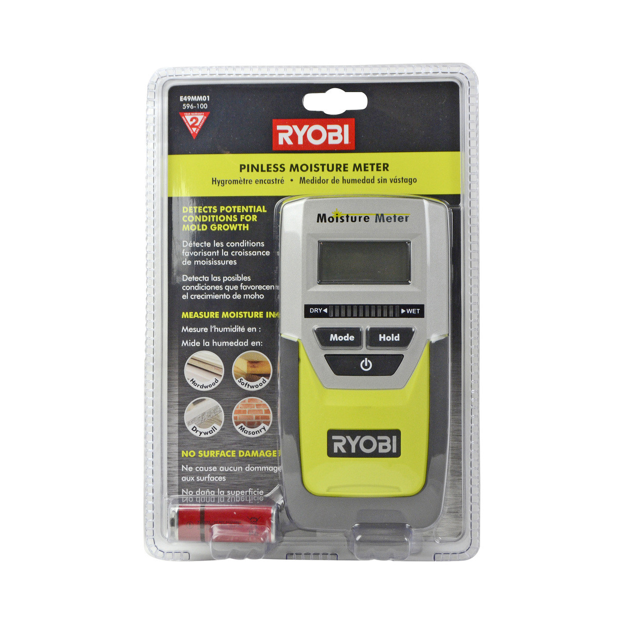 Ryobi E49MM01 Digital Pinless Moisture Meter | Helton Tool & Home
