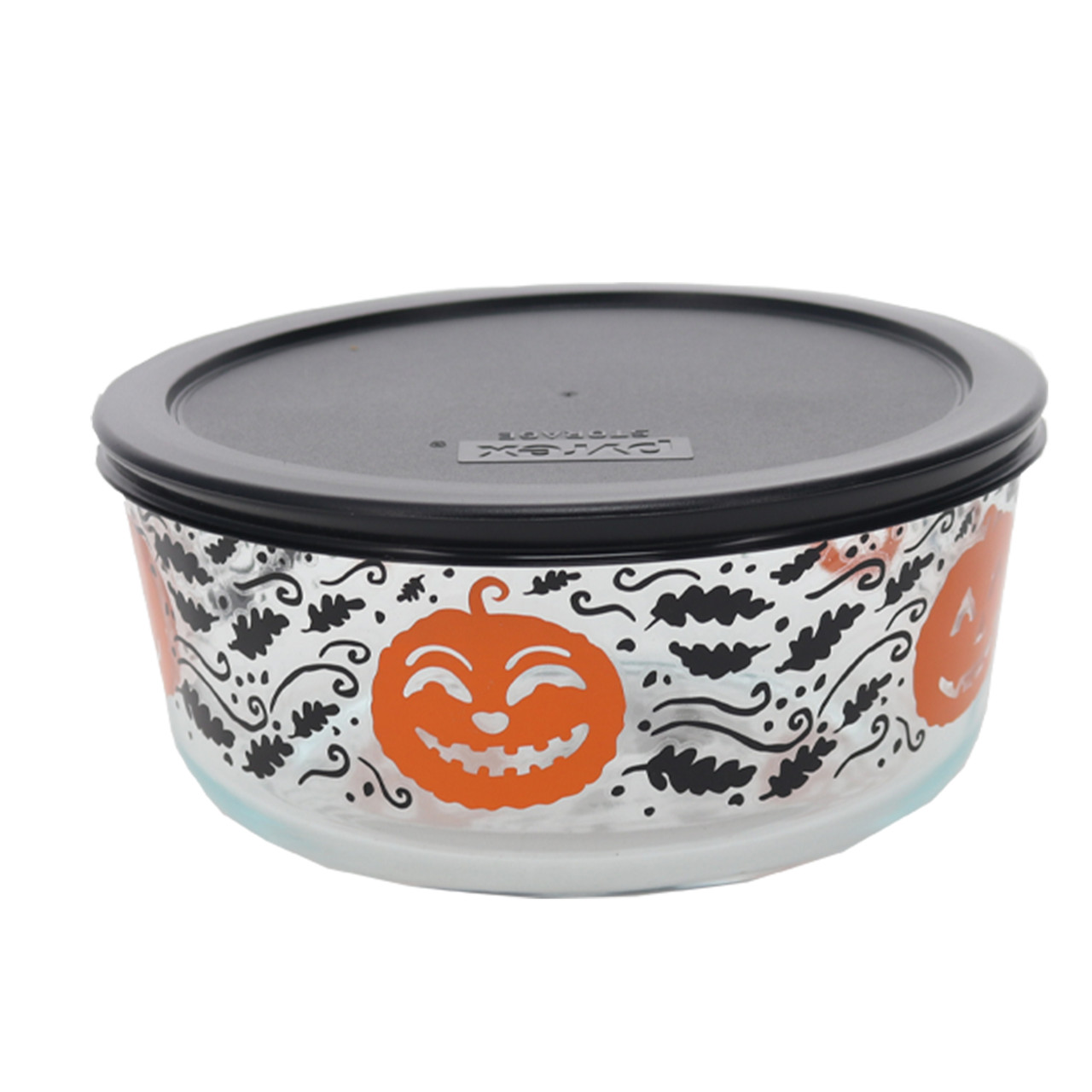 Pyrex 7203 7-Cup Halloween Pumpkin Bowl and Black Plastic Lid | Helton ...