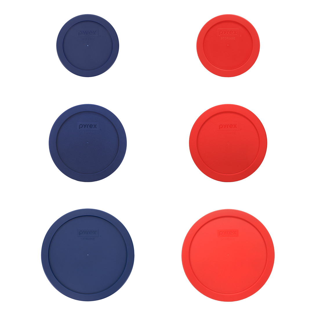 Pyrex Orange 323-PC, 325-PC Blue, 326-PC Red Lid Bundle | Helton Tool ...