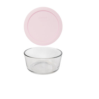 Pyrex 7201 4-Cup Round Glass Food Storage Bowl w/ 7201-PC Loring Pink ...