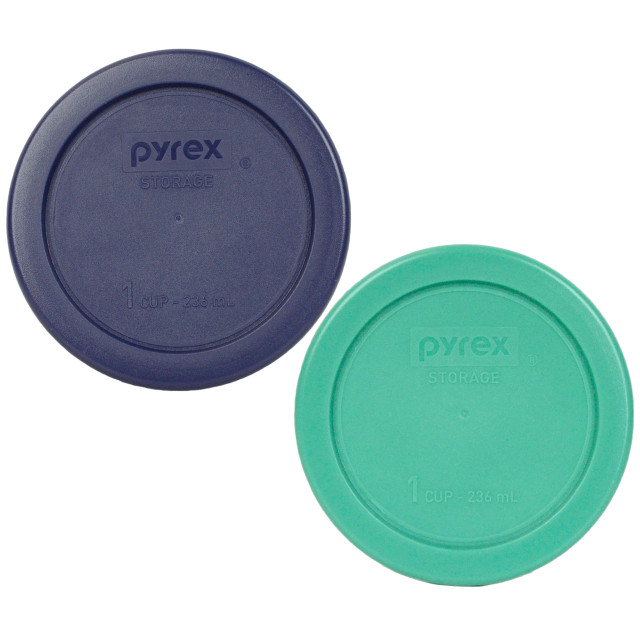 (6) Pyrex 7202-PC 1 Cup Red Round Lids and (6) Pyrex 7202-PC 1 Cup Blue ...