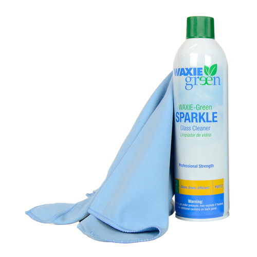 Waxie Green 16-ounce Glass Cleaner and One Waxie Blue Microfiber ...