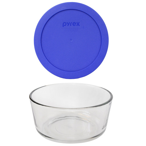 Pyrex (1) 7201 4-Cup Glass Bowl & (1) 7201-PC Sapphire Blue Lid ...