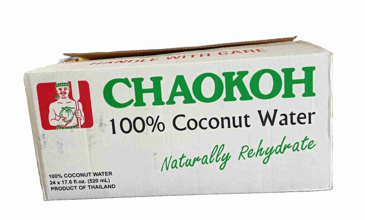 CHAOKOH COCONUT WATER 100% CAN (520ML X24) BOX - Lek's Asian Market