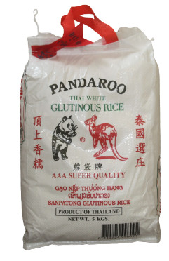 PANDAROO GLUTINOUS RICE-WHITE 5kg - Lek's Asian Market