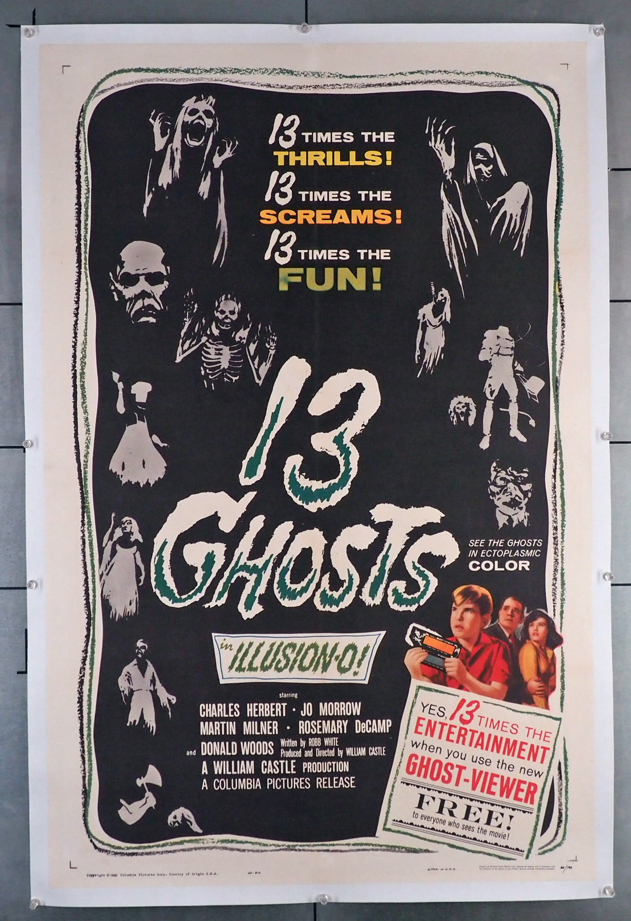 Original 13 Ghosts (1960) movie poster in V condition for $100.00