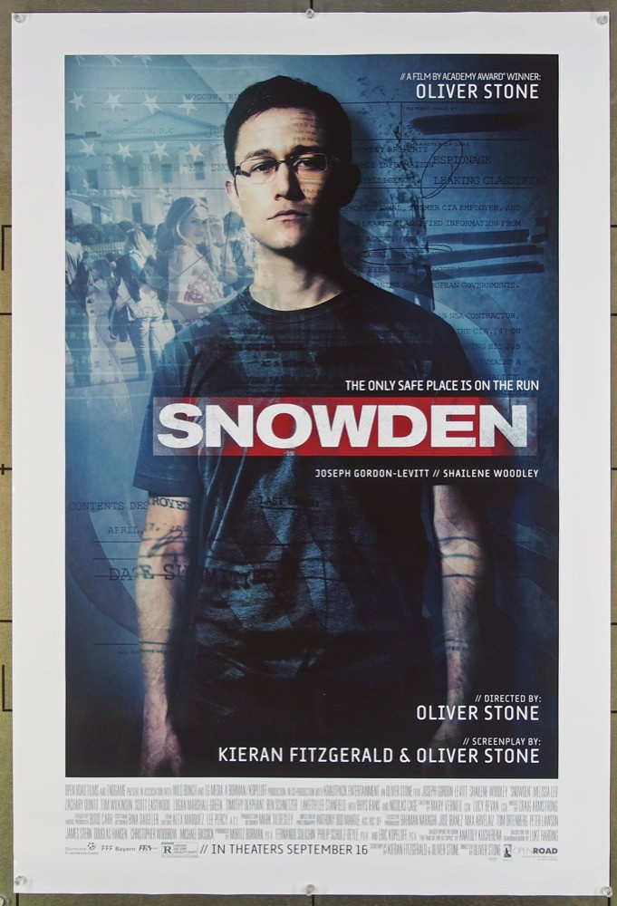 Original Snowden (2016) movie poster in C8 condition for $30.00
