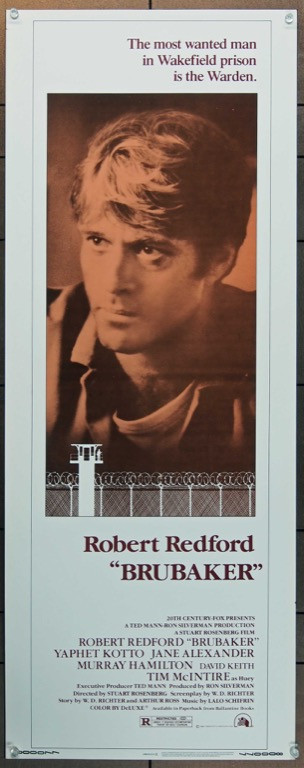 Original Brubaker (1980) movie poster in F+ condition for $20.00