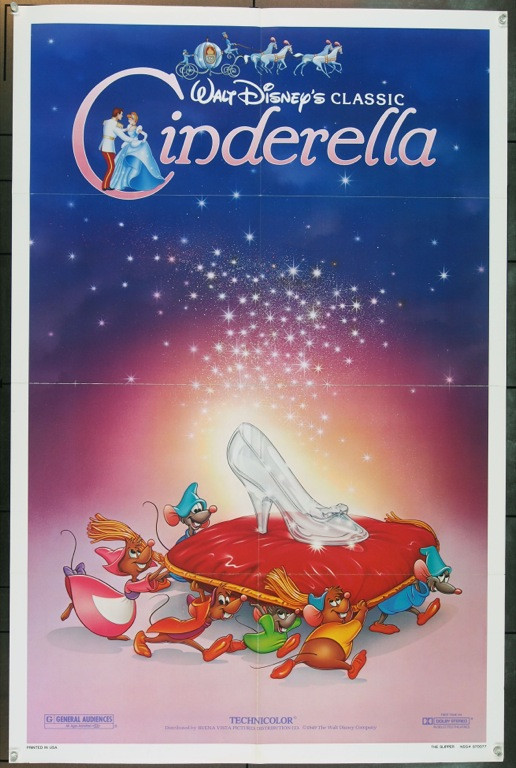 Original Cinderella (1950) movie poster in G condition for $150.00