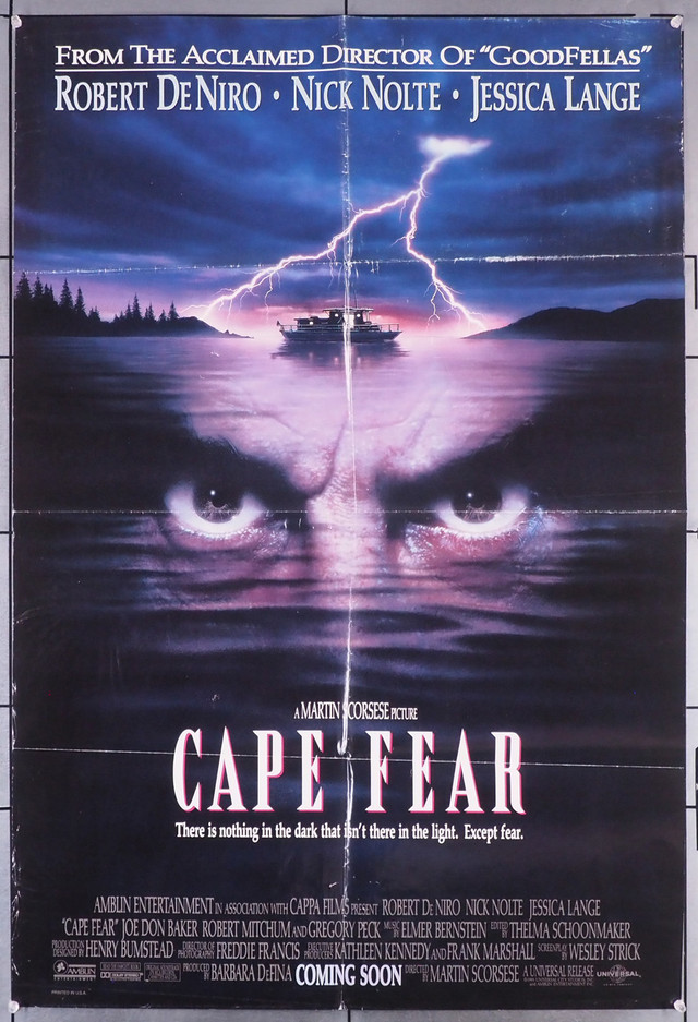 Original Cape Fear (1962) movie poster in F+ condition for $300