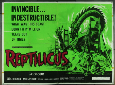 Original Reptilicus (1962) movie poster in F condition for $$400.00