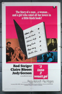 Original Three Into Two Won't Go (1969) movie poster in C7 condition ...