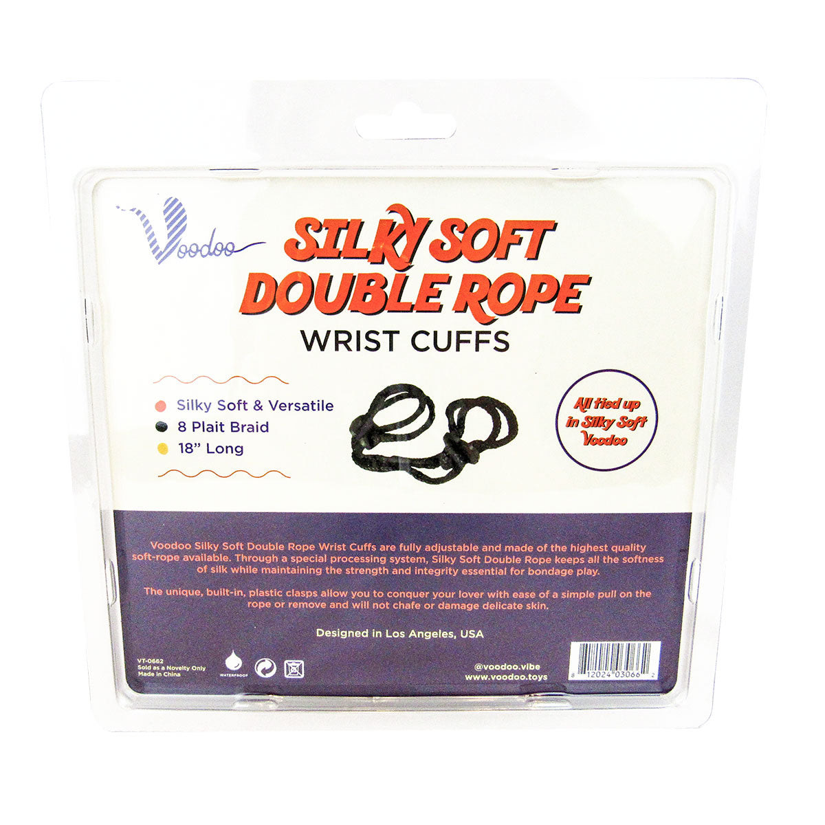Voodoo Silky Soft Double Rope Wrist Cuffs - Black - Dreamers