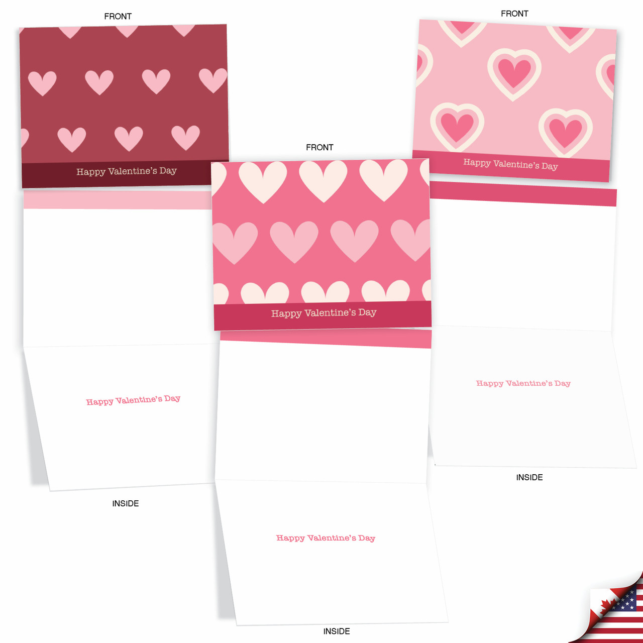 Heartfelt, Assorted Set Of 10 Printed Valentine's Day Notecards - AM3058VDG