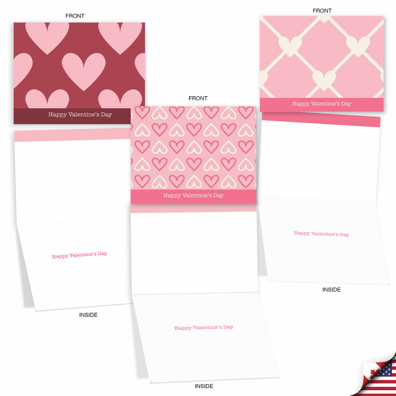 Heartfelt, Assorted Set Of 10 Printed Valentine's Day Notecards - AM3058VDG