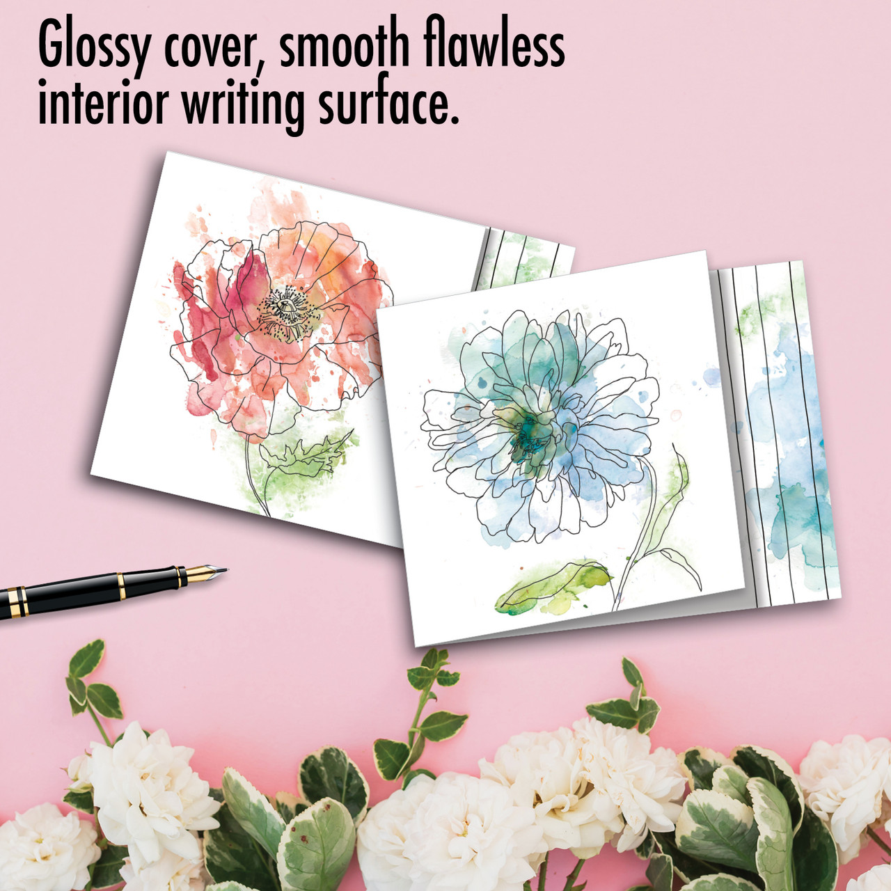 Square Basic Blooms All-Occasion Notecards