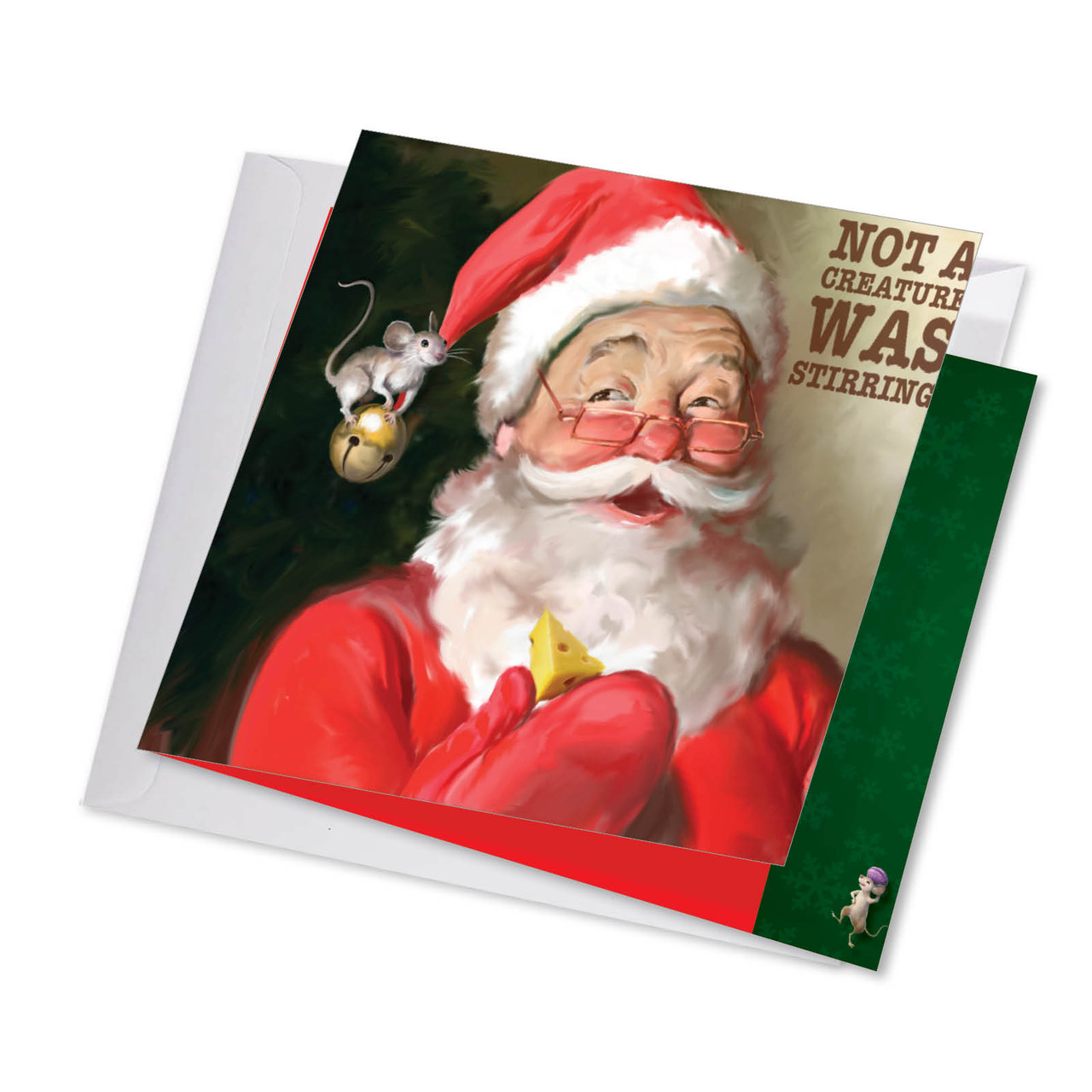 Jumbo Square Santa Mouse Stirring Christmas Greeting Card