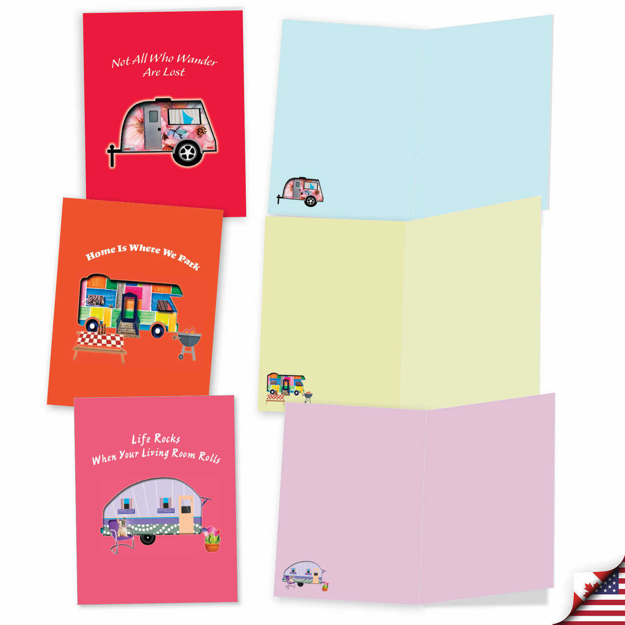 AM6413OC - Happy Campers: Mixed Set Of Notecards - TheBestCardCompany.com