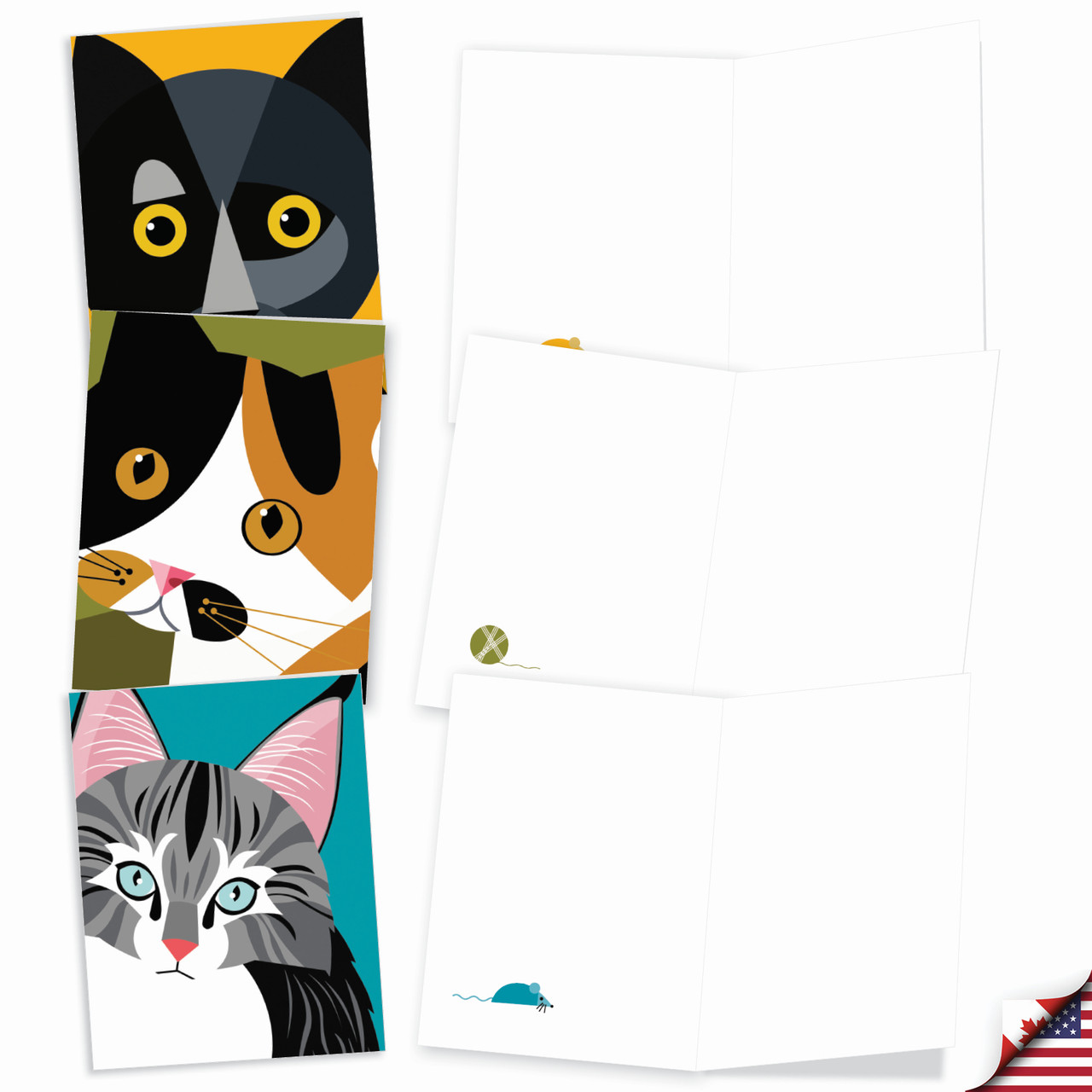 AM6730OC - Cubic Cats: Assorted Set Of Notecards - TheBestCardCompany.com