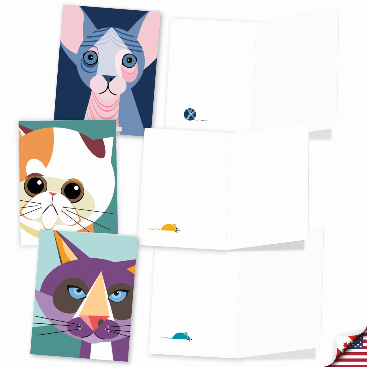 AM6730OC - Cubic Cats: Assorted Set Of Notecards - TheBestCardCompany.com