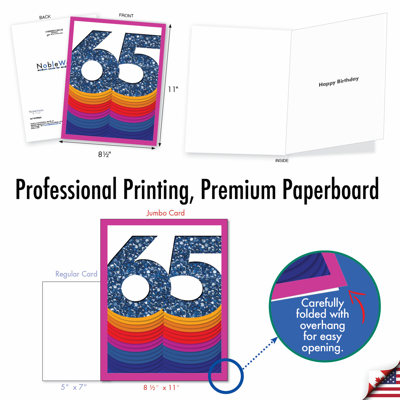 Bold Milestones - 65th Birthday, Jumbo Milestone Birthday Greeting Card ...