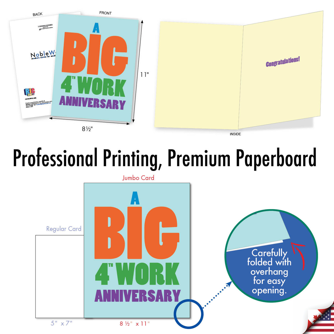 4 Years At Work, Extra Large Milestone Anniversary Greeting Card ...