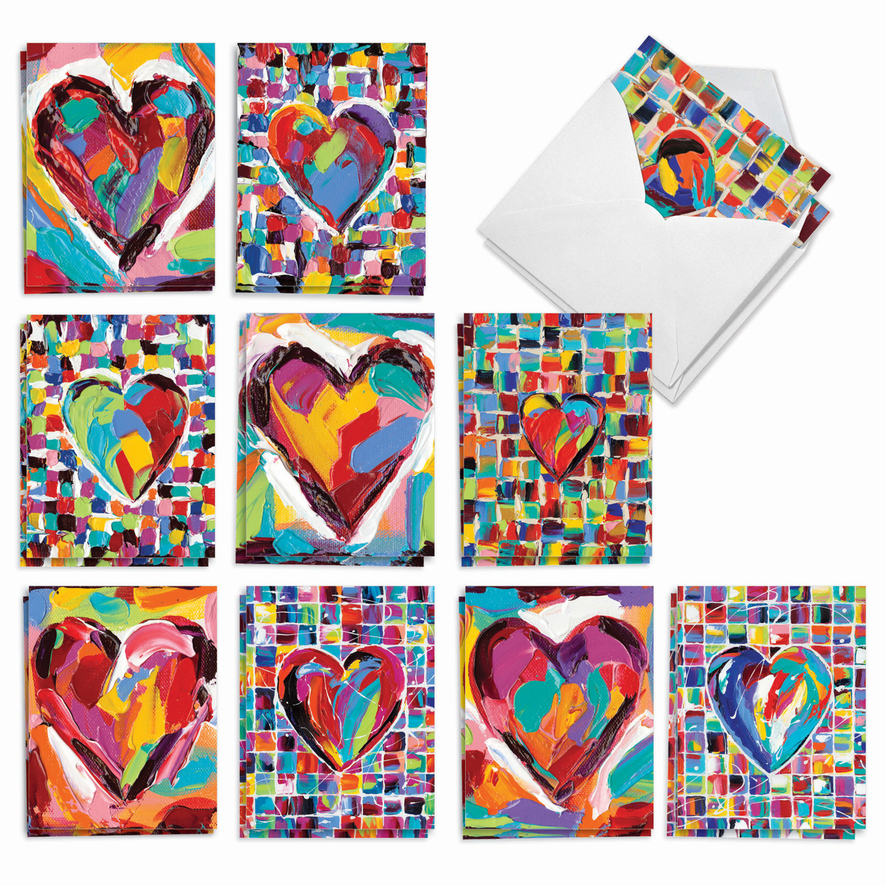 Colorful Hearts, Assorted Set Of Valentine's Day Notecards - AM9267VDG ...