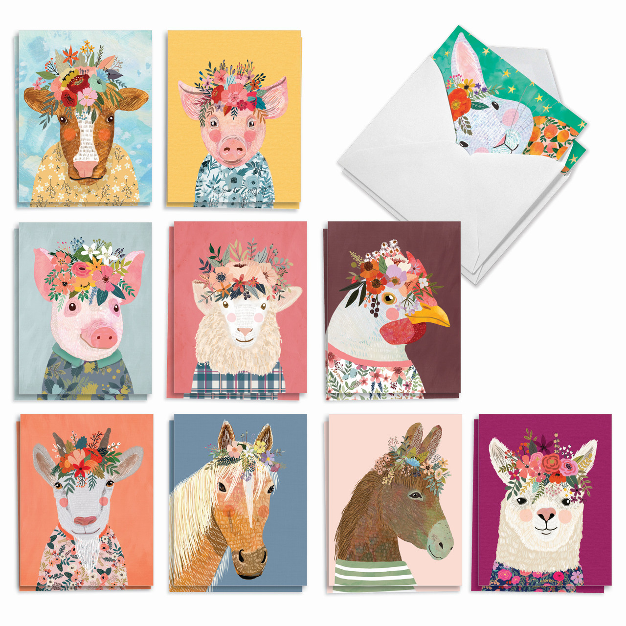 Farm Animals, Assorted Set Of Blank Notecards - AM2812OCB ...