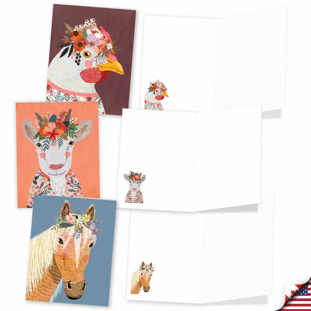 Farm Animals, Assorted Set Of Blank Notecards - AM2812OCB ...