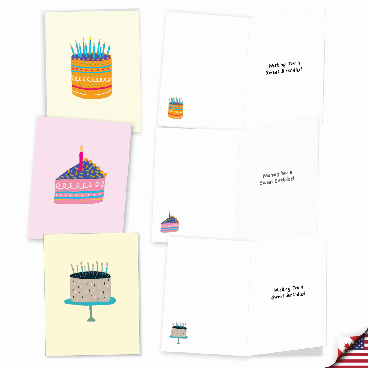 Happy Birthday Cakes, Assorted Set Of Birthday Notecards - AM9274BDG ...
