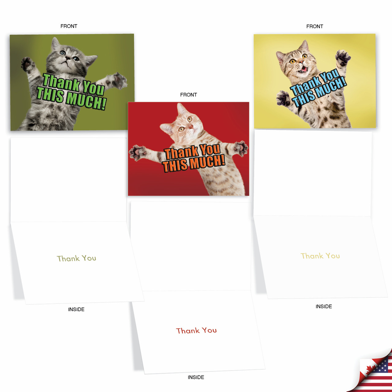 Cat Big Thanks Thank You Notecards