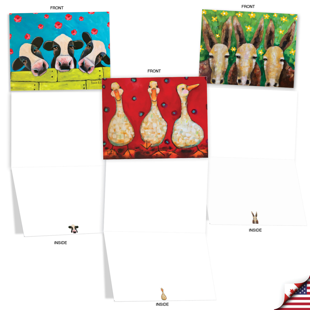 Ducks In A Row Assorted Set Of Printed Blank All Occasions Notecards
