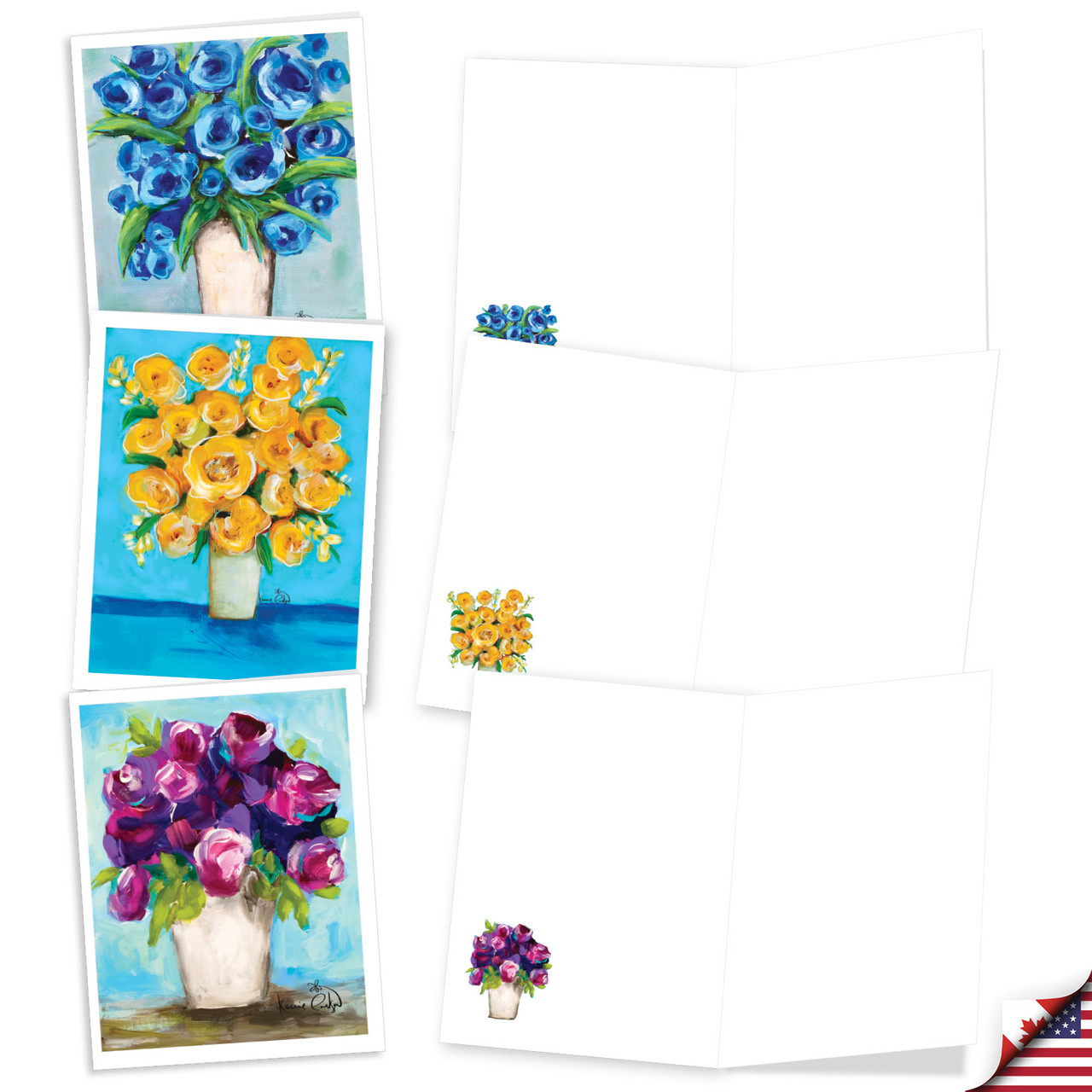Bold Bouquets Assorted Set Of Printed Blank All Occasions Notecards