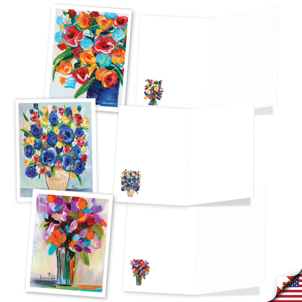 Bold Bouquets Assorted Set Of Printed Blank All Occasions Notecards