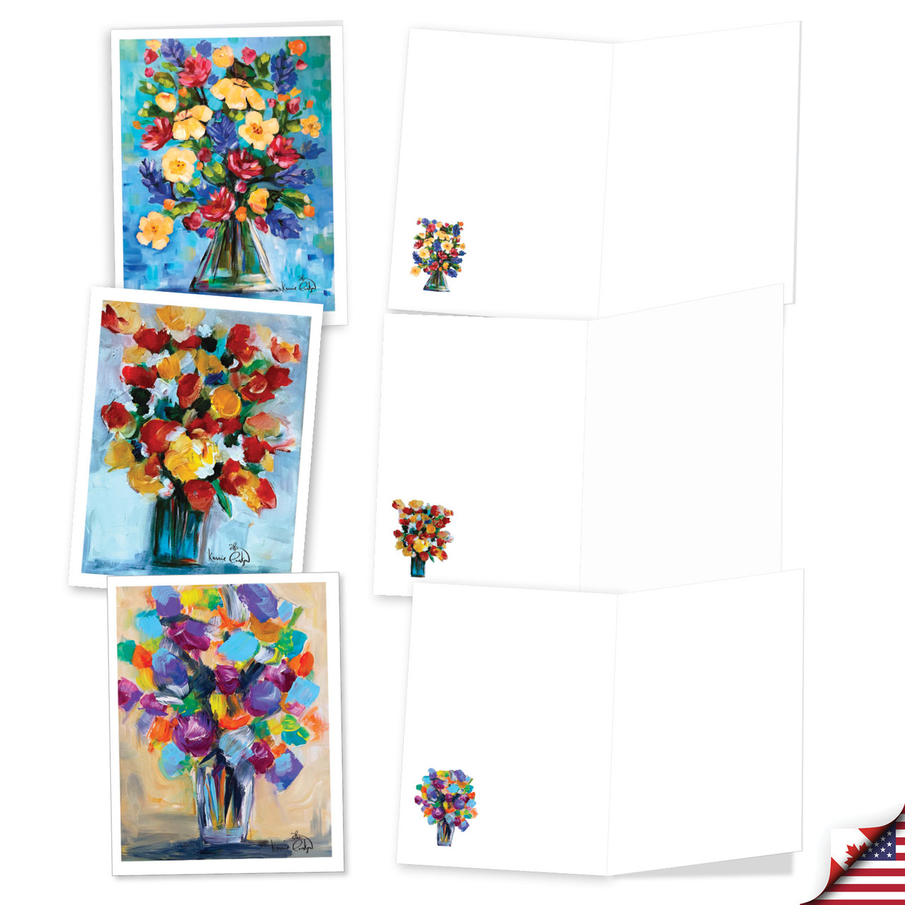 Bold Bouquets Assorted Set Of Printed Blank All Occasions Notecards