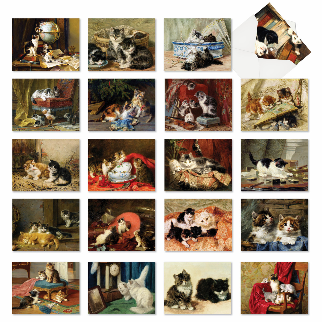 Classic Cats, Assorted Set Of Printed Blank All Occasions Notecards ...